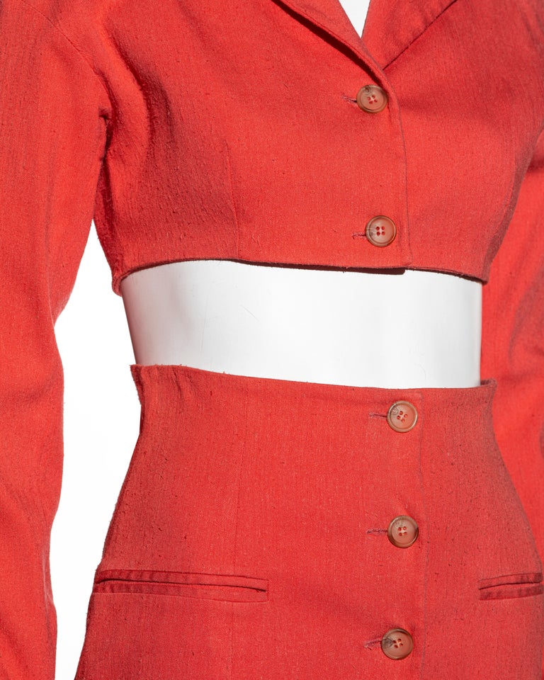 Dolce and Gabbana coral cropped jacket and mini skirt suit, ss 1992 For ...