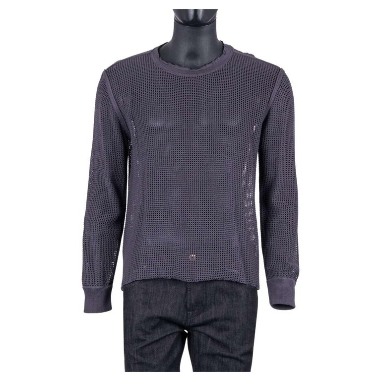 Dolce and Gabbana Cotton Net Sweater Gray 44 For Sale at 1stDibs