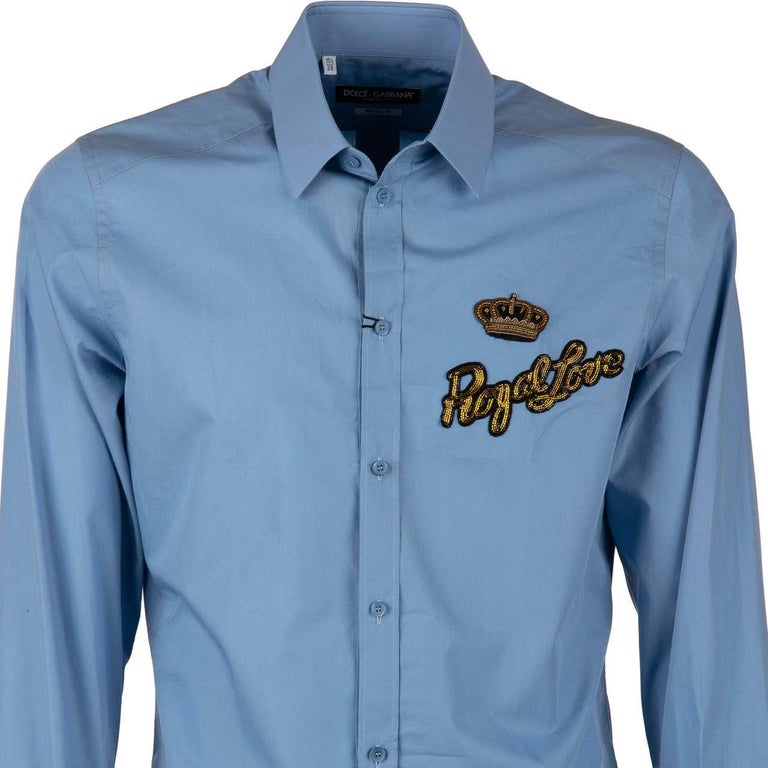 Dolce and Gabbana Cotton Shirt with Crown and Royal Love Embroidery ...