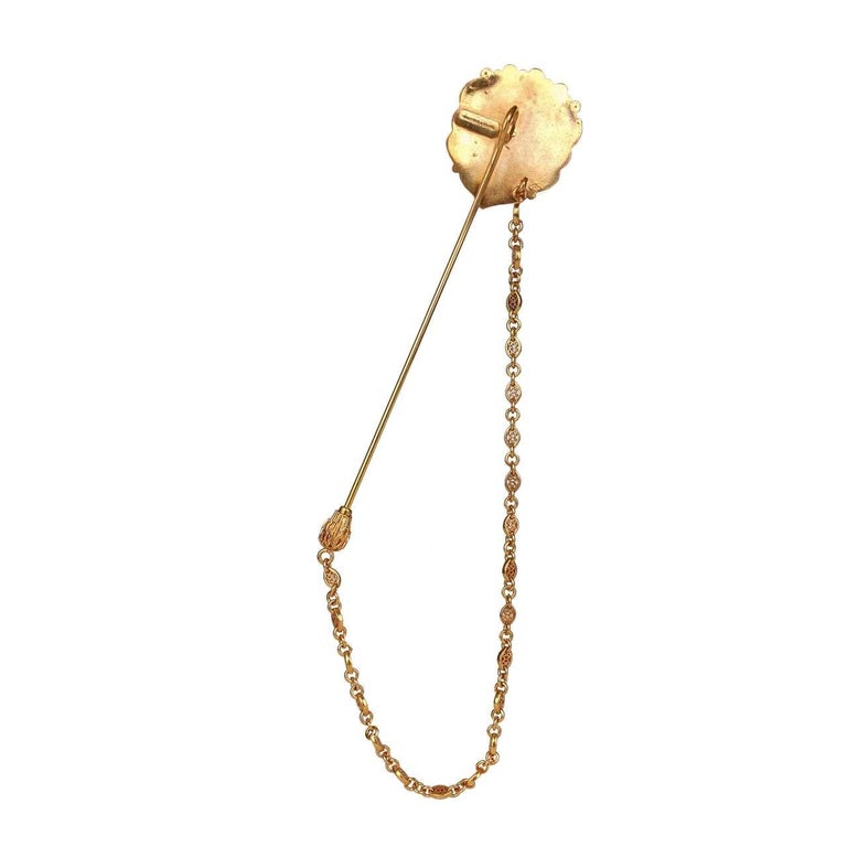 Dolce and Gabbana Crown Heraldic Brooch Jacket Lapel Pin with Chain ...