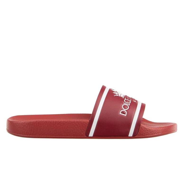 Dolce and Gabbana - Crown Logo Slides Sandals CIABATTA Red 41 UK 7 US 8 ...