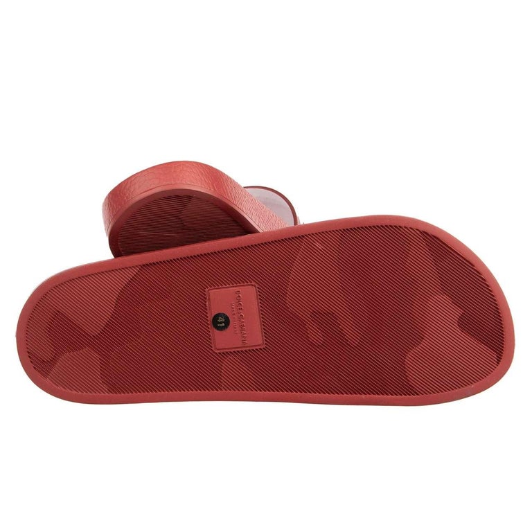 Dolce and Gabbana - Crown Logo Slides Sandals CIABATTA Red 41 UK 7 US 8 ...