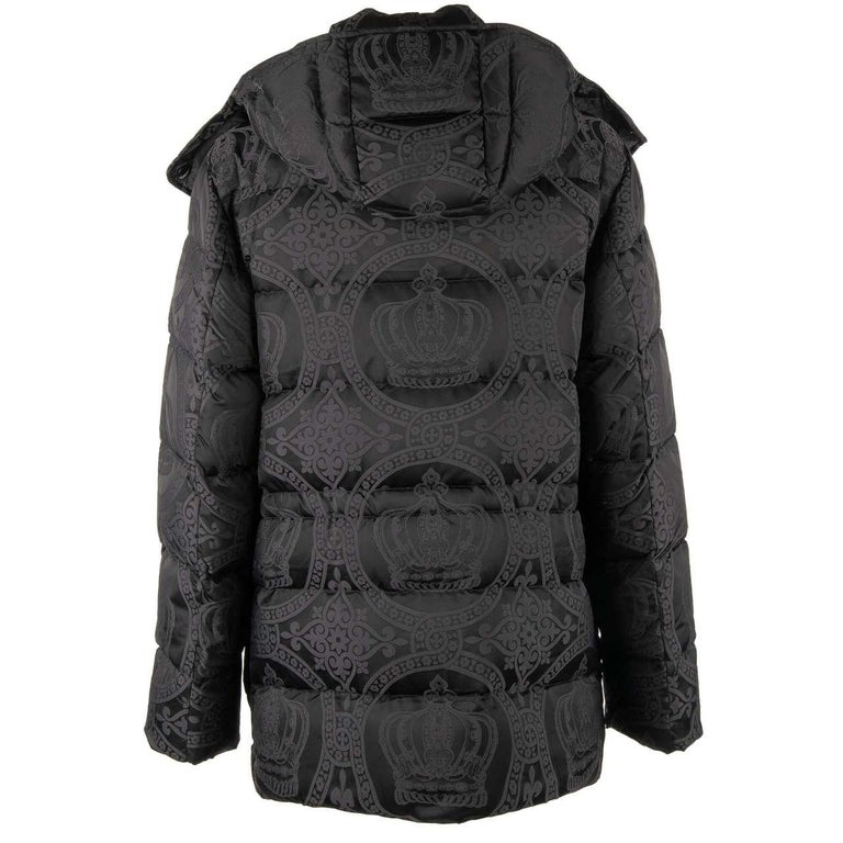 Dolce and Gabbana Crowns Textured Down Jacket with Detachable Hoody ...
