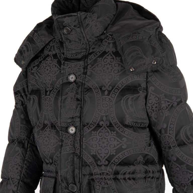 Dolce and Gabbana Crowns Textured Down Jacket with Detachable Hoody ...