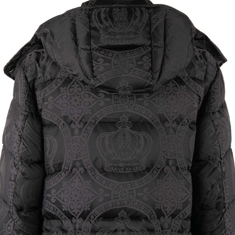 Dolce and Gabbana Crowns Textured Down Jacket with Detachable Hoody ...