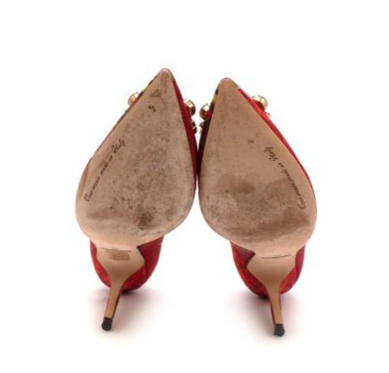 Dolce and Gabbana Crystal Embellished Floral Pointed Toe Heels For Sale ...