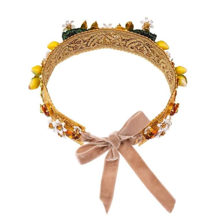 Dolce and Gabbana - Crystal Flower Lemon Filigree Diadem Tiara Crown ...