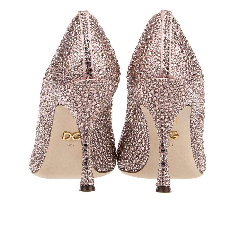 Dolce and Gabbana Crystal Silk Decollete Rainbow Pumps LORI Pink Rose ...