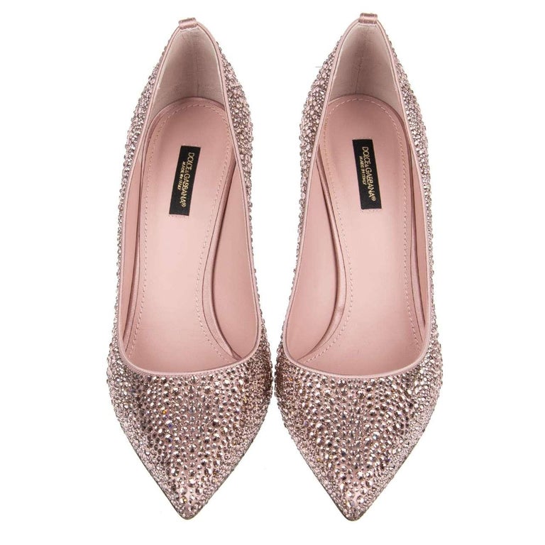 Dolce and Gabbana Crystal Silk Decollete Rainbow Pumps LORI Pink Rose ...