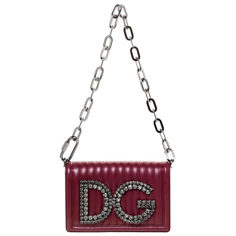 Dolce and Gabbana Dark Red Quilted Leather DG Girls Shoulder Bag For ...