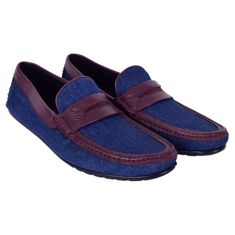 Dolce and Gabbana - Denim Leather Moccasins RAGUSA Blue For Sale at 1stDibs