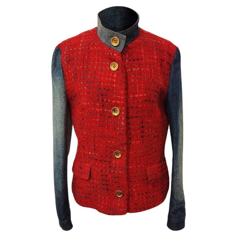Dolce and Gabbana Denim + tweed jacket size 46 For Sale at 1stDibs