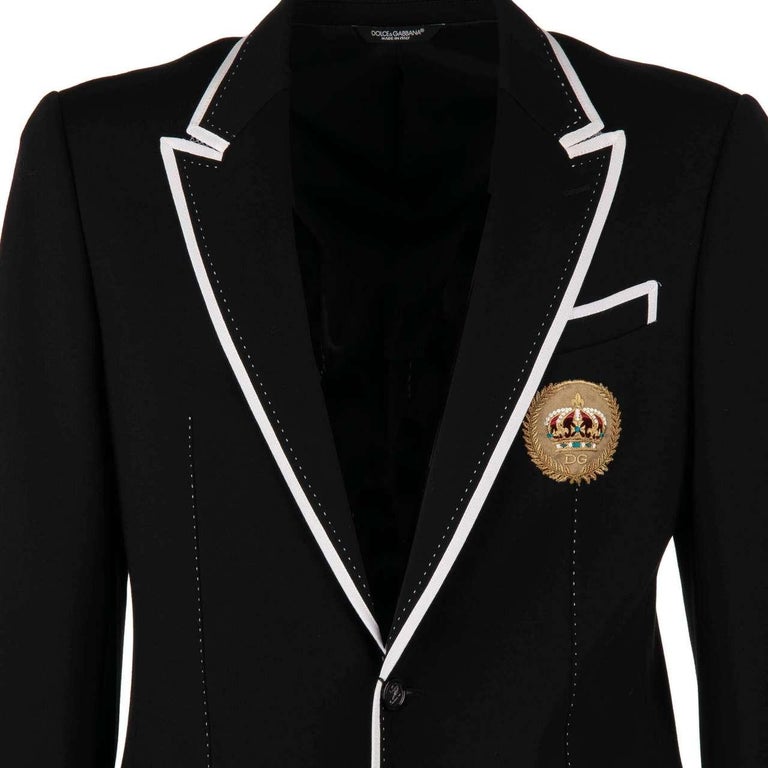 Dolce and Gabbana - DG Crown Embroidery Jersey Blazer Jacket Black 48 ...