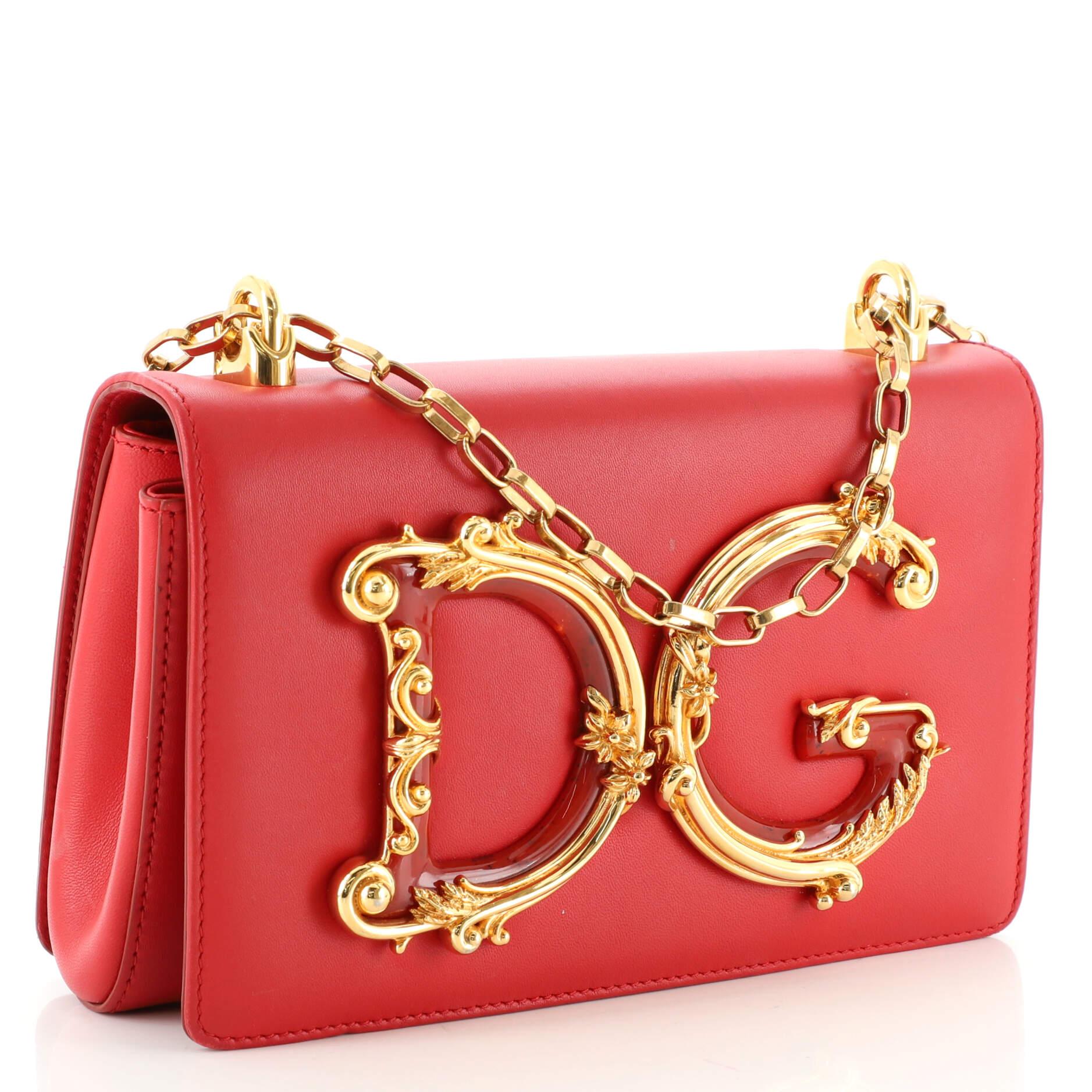 Dolce and Gabbana DG Girls Flap Bag Embellished Leather Small at ...
