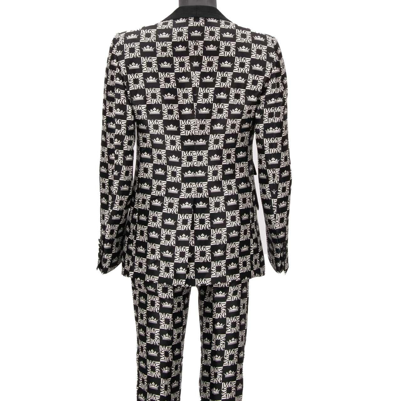 Dolce and Gabbana - DG Logo Crown 3 Piece Silk Suit Jacket Waistcoat ...