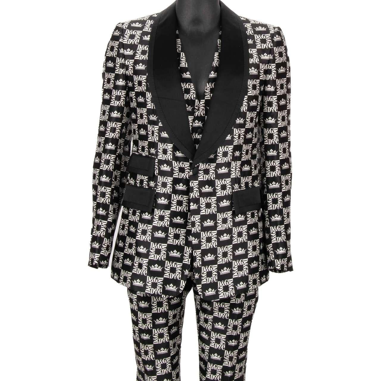 Dolce and Gabbana - DG Logo Crown 3 Piece Silk Suit Jacket Waistcoat ...