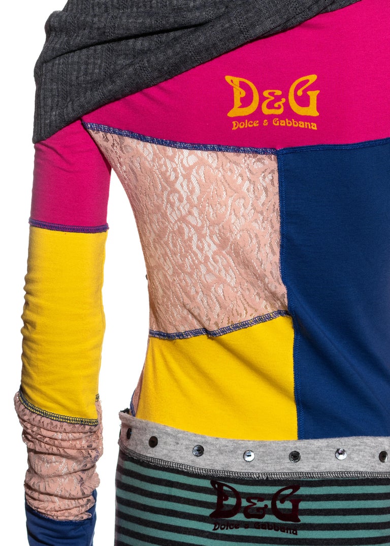 Dolce and Gabbana D&G multicoloured jersey patchwork sweater and skirt ...