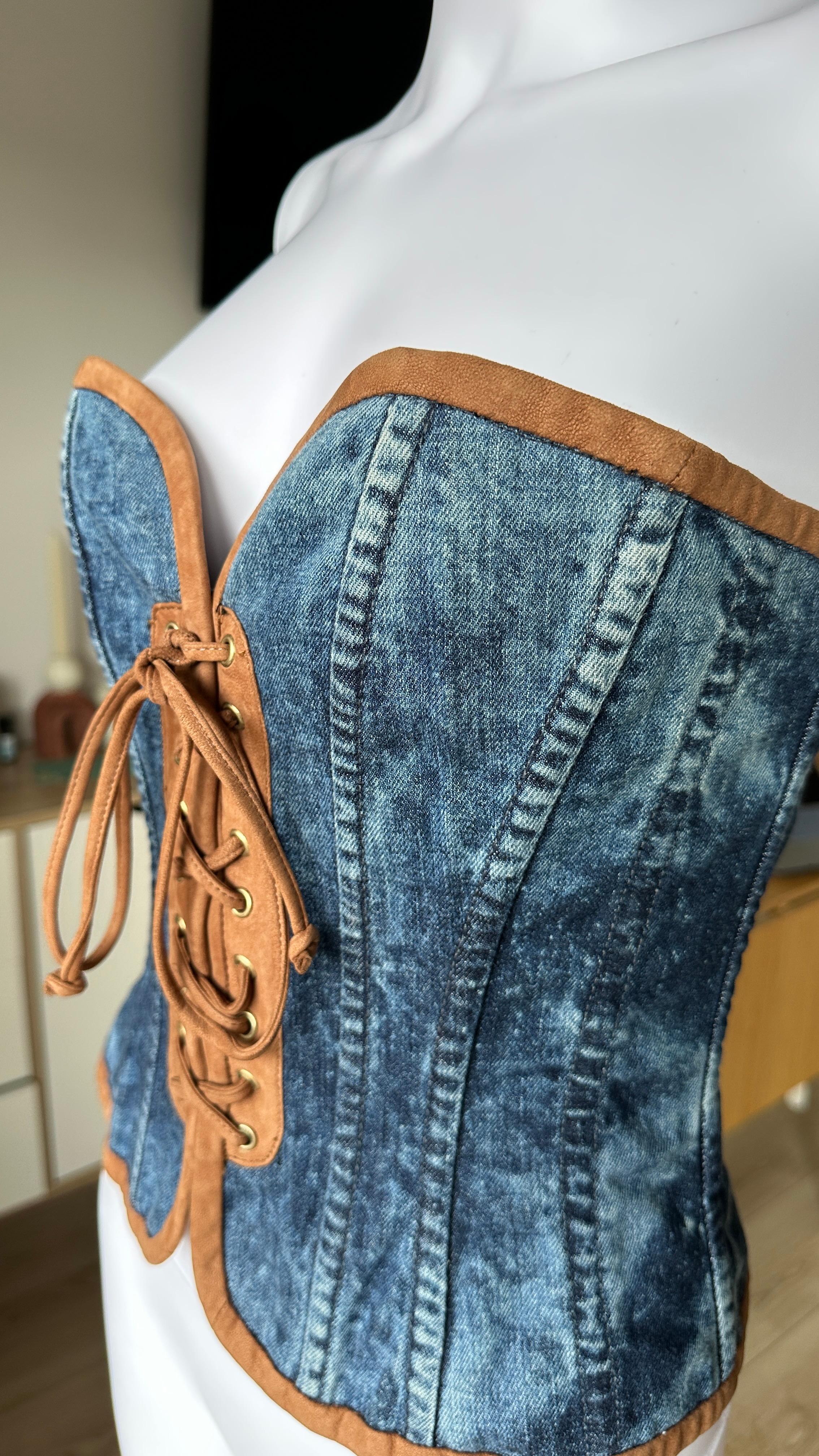 Dolce and Gabbana D&G runway denim and leather corset/bustier ss 2010 ...