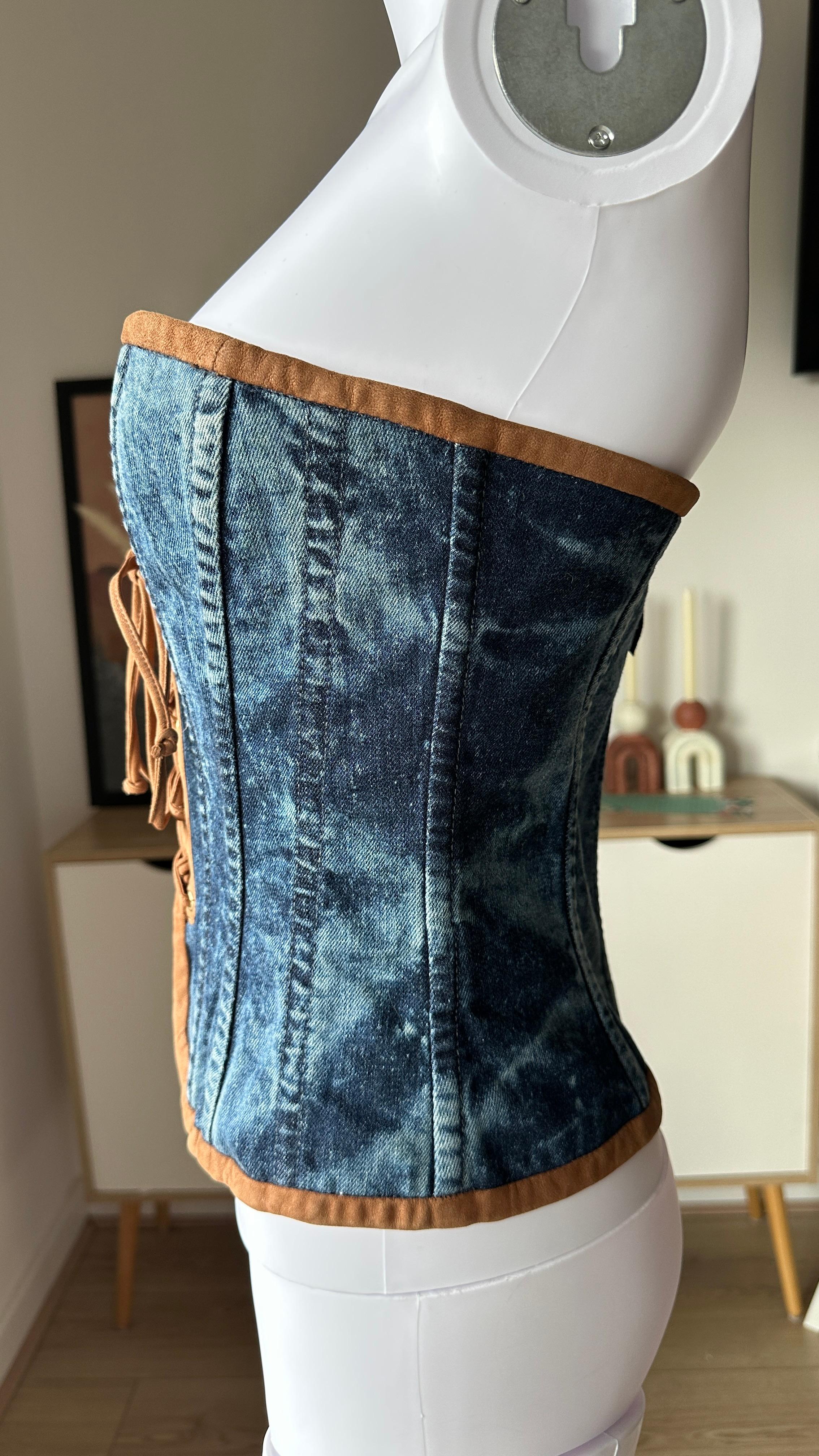 Dolce and Gabbana D&G runway denim and leather corset/bustier ss 2010 ...