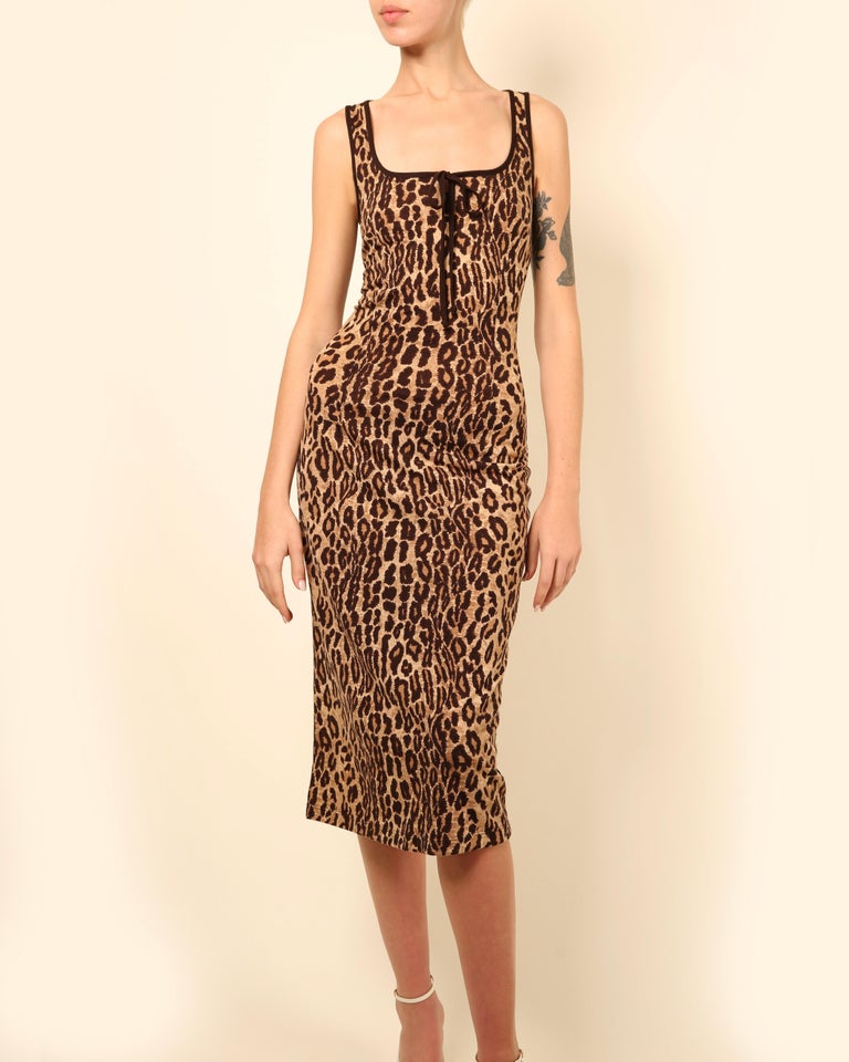 Dolce and Gabbana D&G wool sleeveless body con leopard print black ...