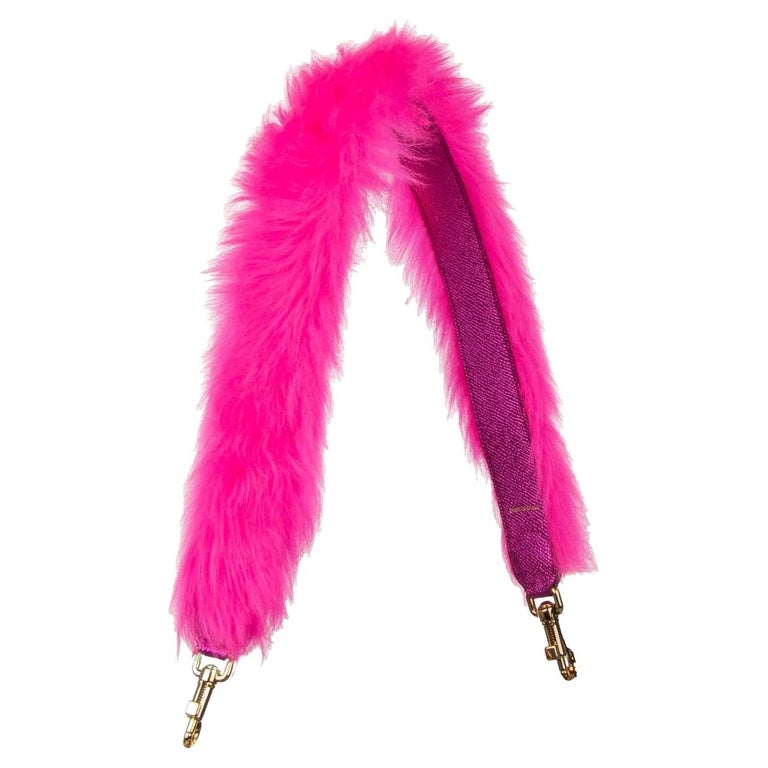 Dolce and Gabbana - Faux Fur Leather Bag Strap Handle Pink Gold For ...