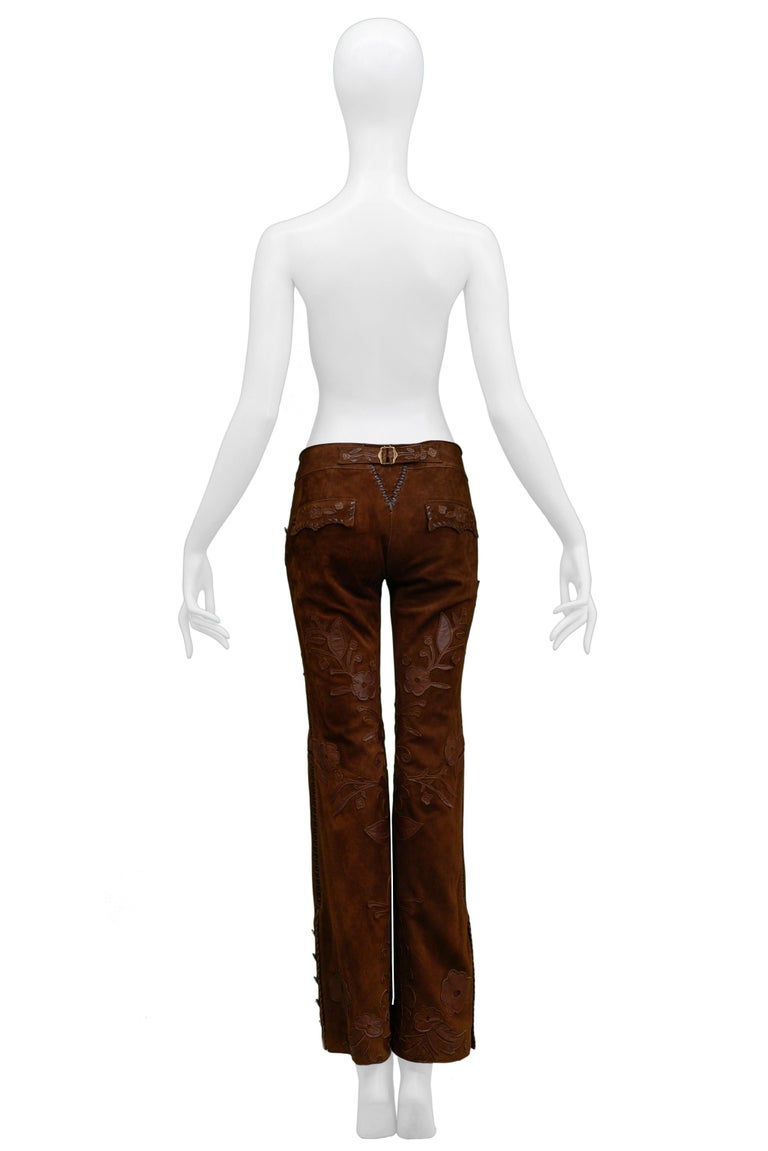 Dolce And Gabbana Floral Applique Suede Pants 2002 For Sale At 1stdibs