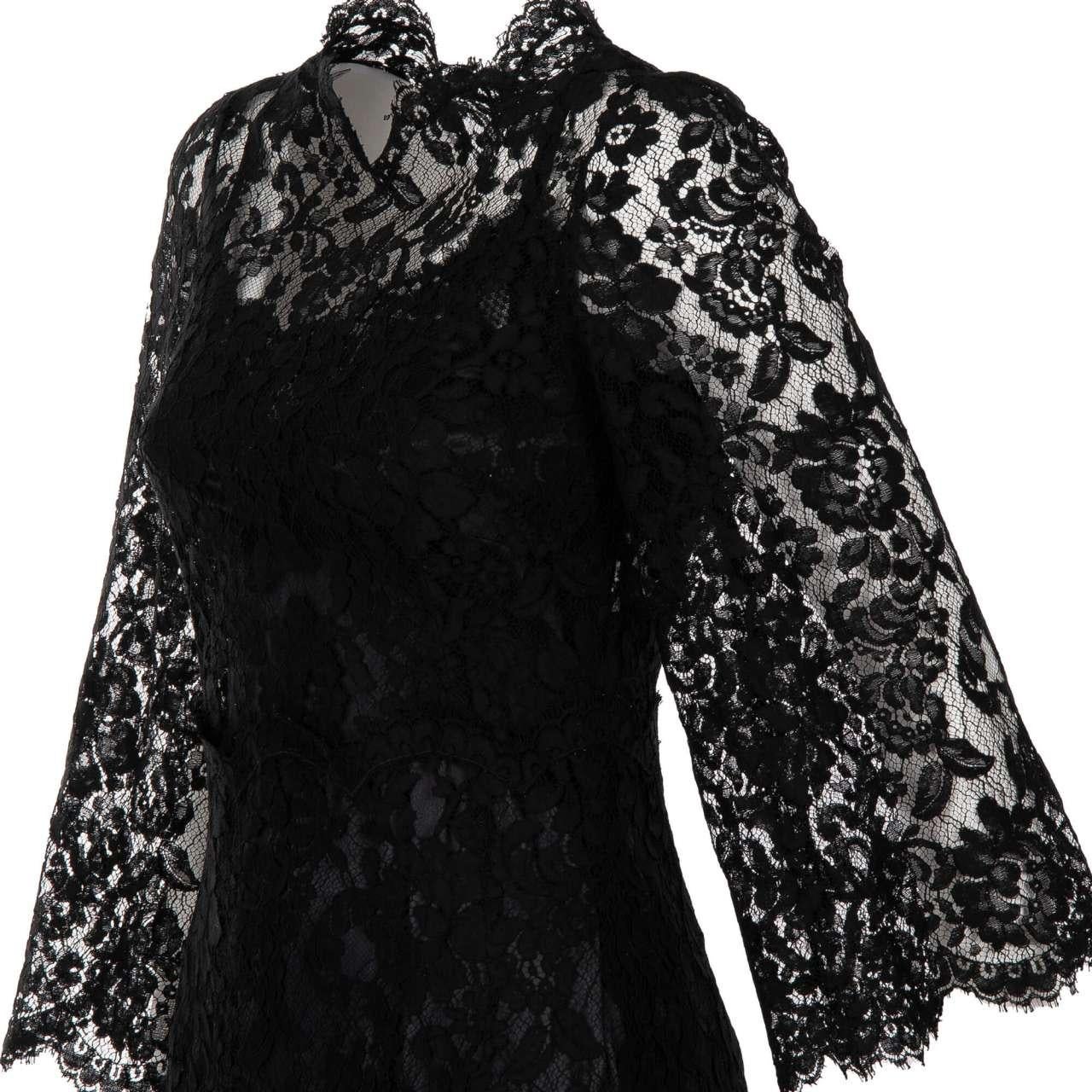 Dolce and Gabbana - Floral Lace Maxi Dress Black 38 XS For Sale at 1stDibs