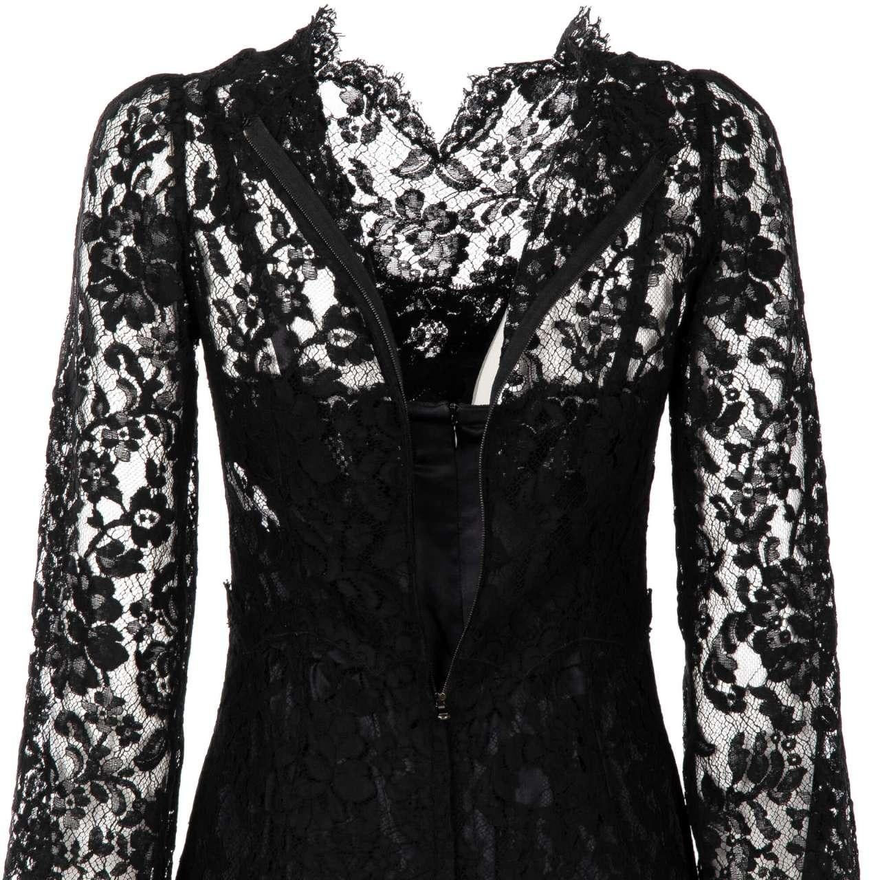 Dolce and Gabbana - Floral Lace Maxi Dress Black 38 XS For Sale at 1stDibs