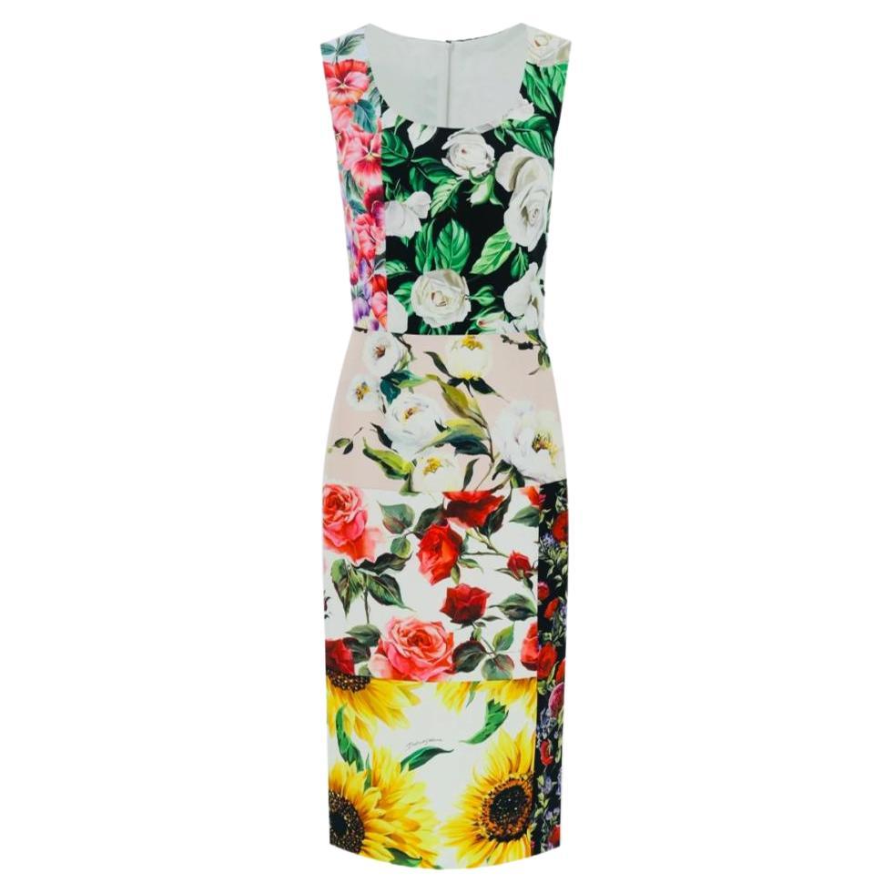 Dolce And Gabbana Floral Print Silk Dress For Sale At 1stdibs