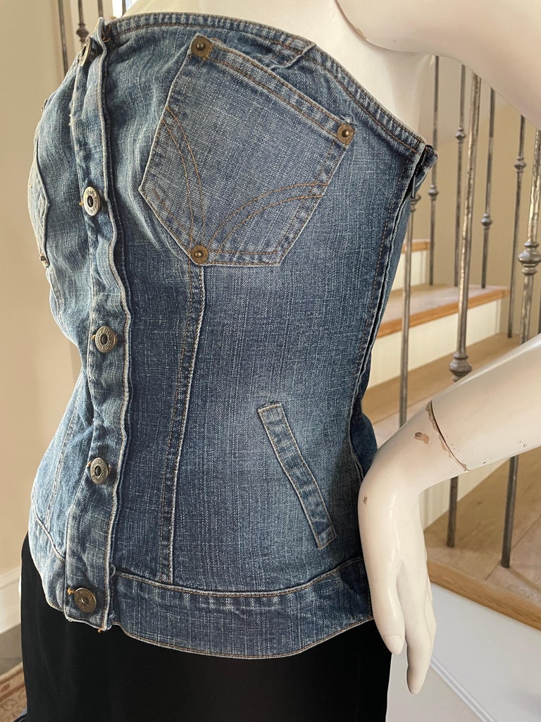 Dolce and Gabbana for D&G Sexy Vintage Denim Blue Jean Corset Top For ...