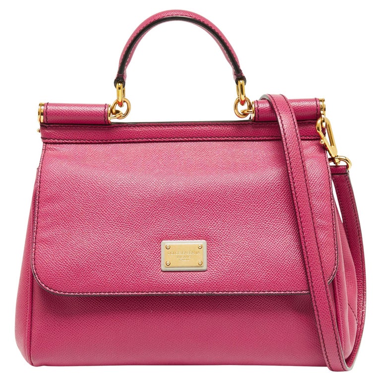 Dolce and Gabbana Fuchsia Leather Medium Miss Sicily Top Handle Bag For ...