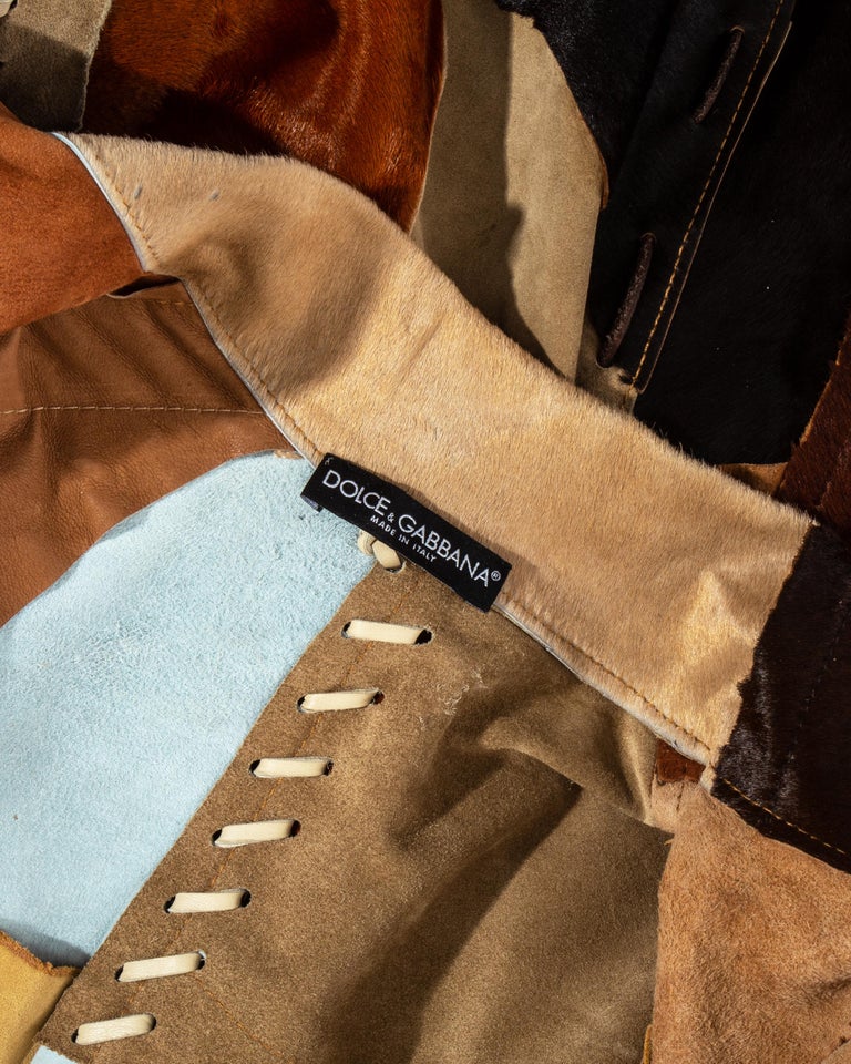 Dolce and Gabbana goat hide and leather patchwork wrap coat, fw 2002 ...