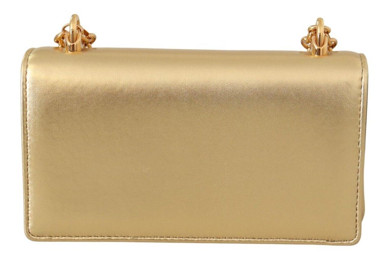 Dolce and Gabbana Gold Leather DG Girls Handbag Shoulder Bag Clutch ...