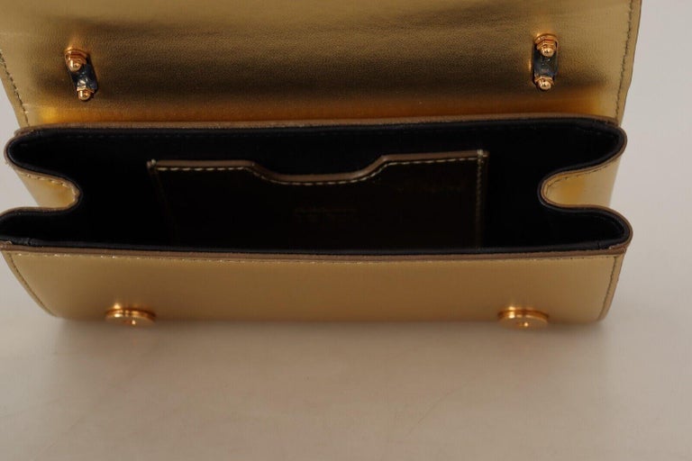 Dolce and Gabbana Gold Leather DG Girls Handbag Shoulder Bag Clutch ...