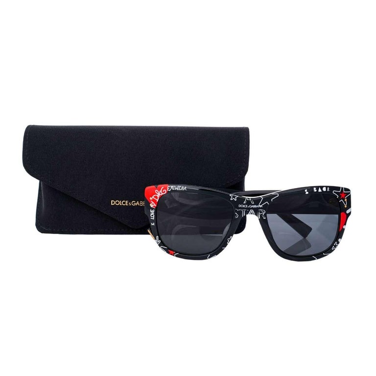 Dolce and Gabbana - Graffitti HEART STAR Sunglasses DG 4338 Black Red ...