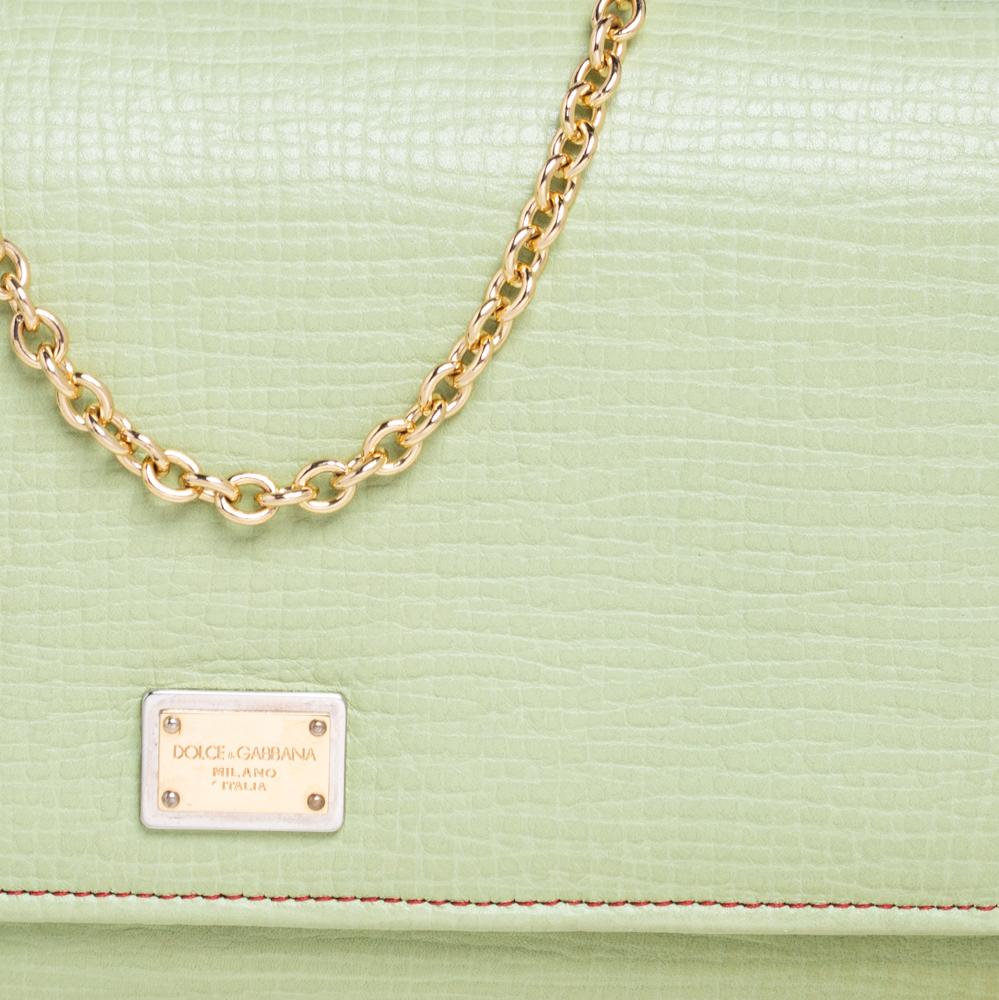 Dolce and Gabbana Green Leather Miss Sicily Von Wallet on Chain at 1stDibs