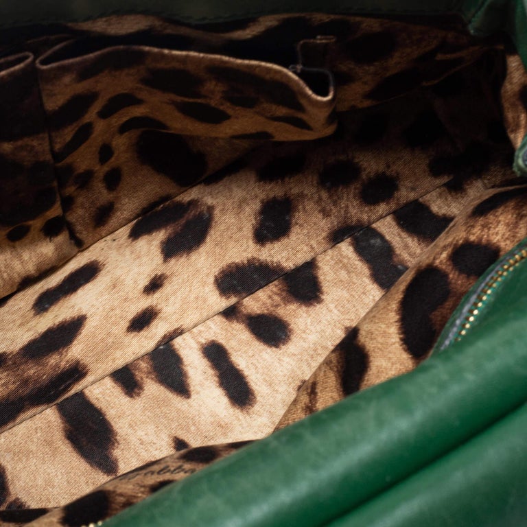 Dolce and Gabbana Green Python Leather Small Miss Sicily Top Handle Bag ...
