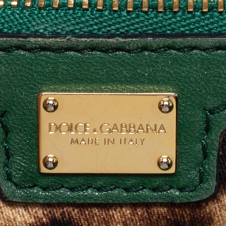 Dolce and Gabbana Green Python Leather Small Miss Sicily Top Handle Bag ...