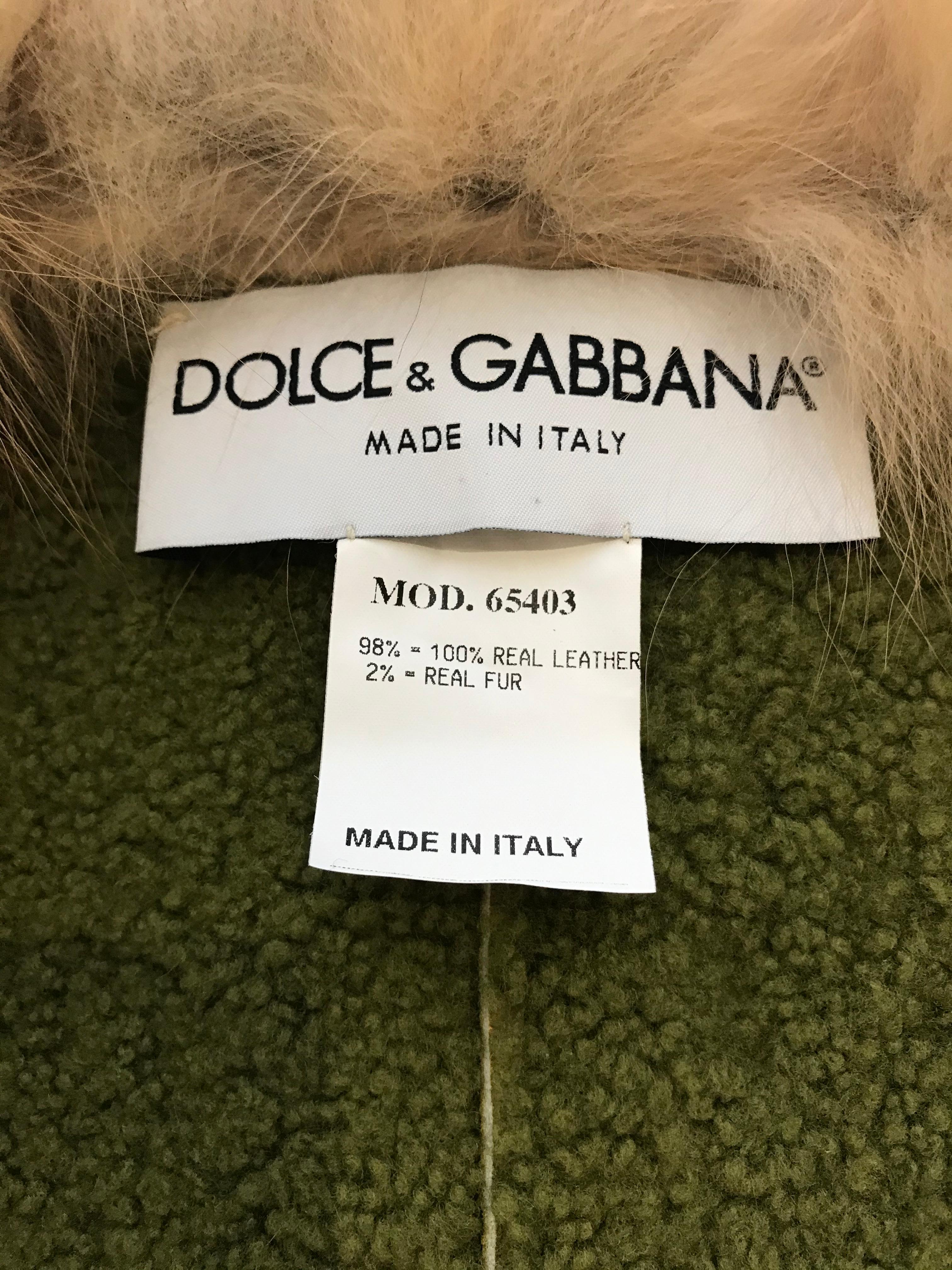 Dolce and Gabbana Green Soft Suede Fox Collar Shearling Jacket at 1stDibs | dolce & gabbana ...