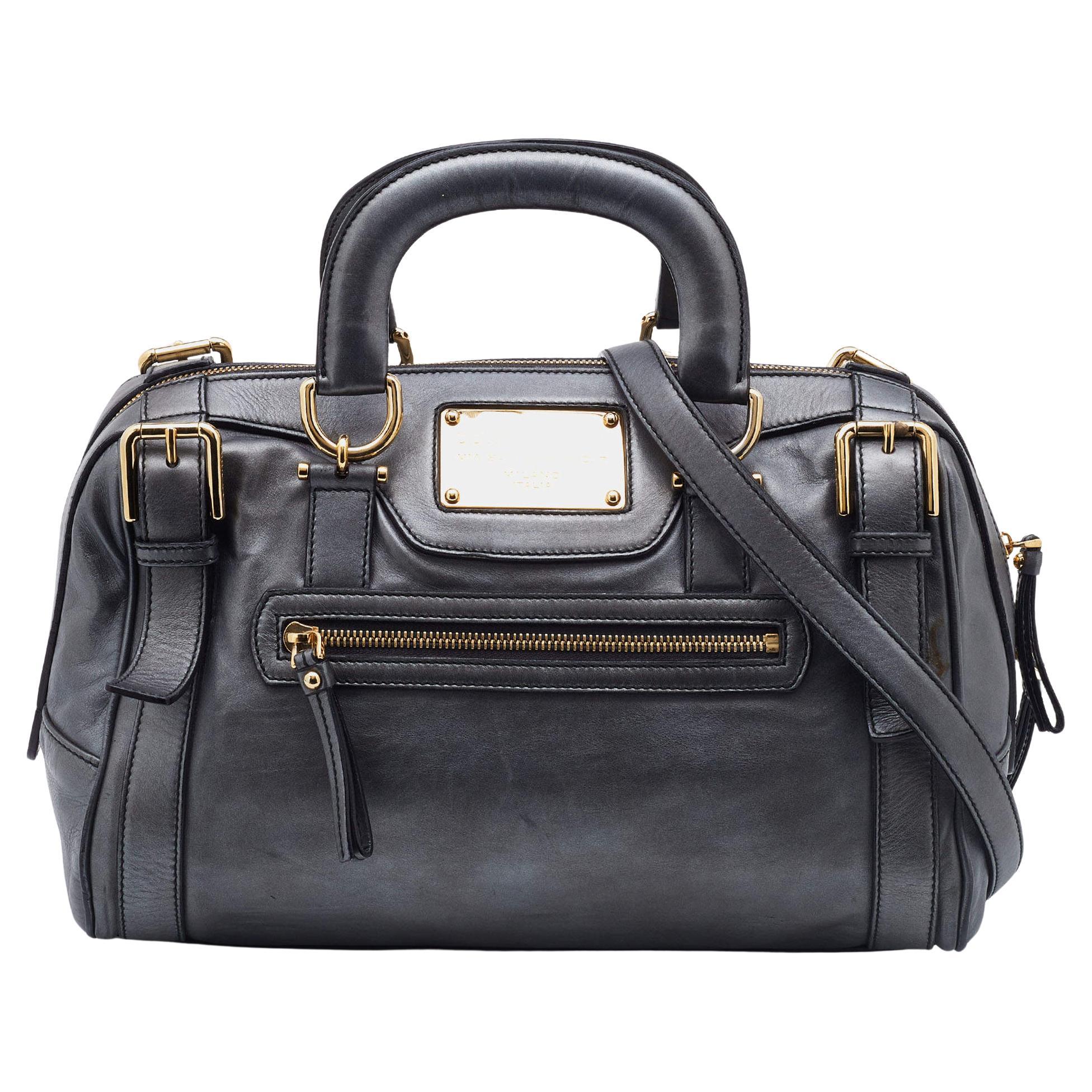 Dolce and Gabbana Grey Leather Miss Easy Way Bag For Sale at 1stDibs
