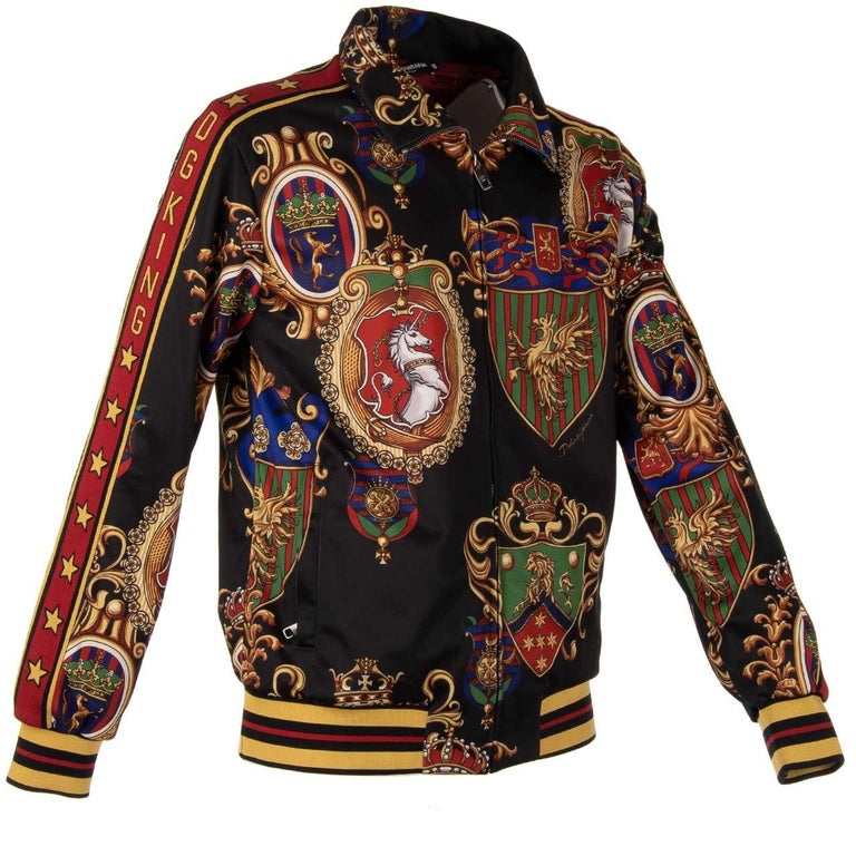 Dolce and Gabbana Heraldry Printed Track Jacket DG King Star Black Gold ...
