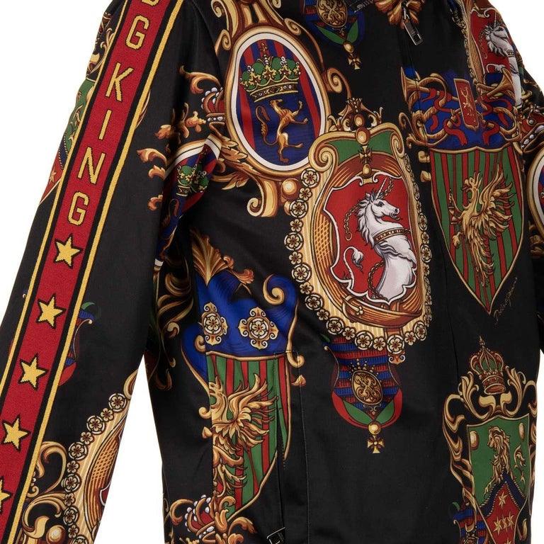Dolce and Gabbana Heraldry Printed Track Jacket DG King Star Black Gold ...