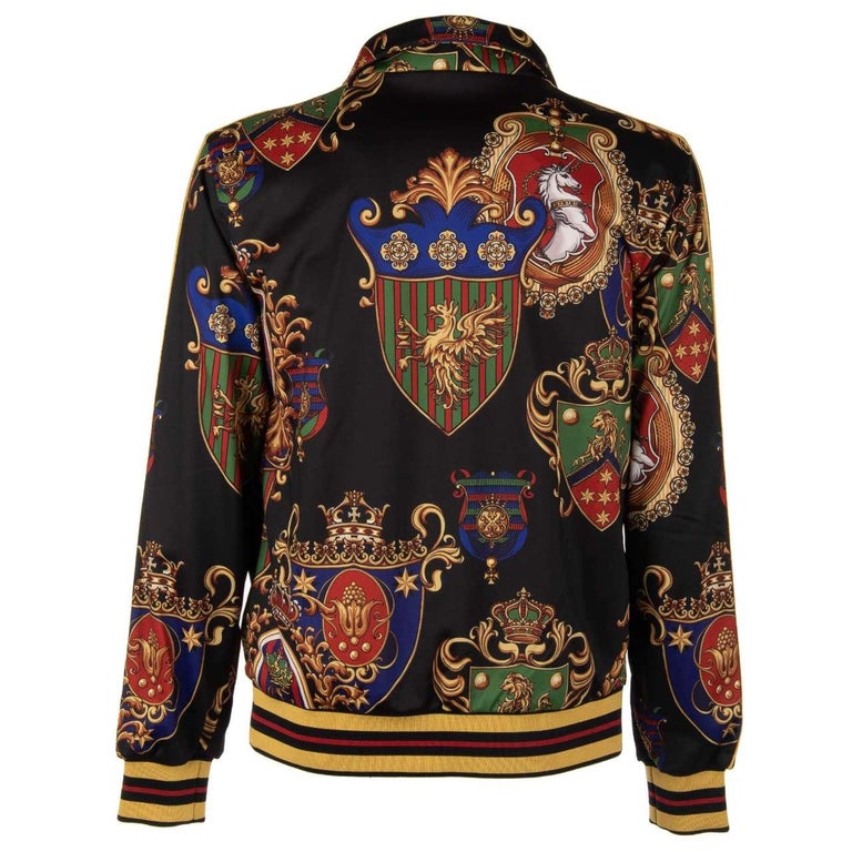 Dolce and Gabbana Heraldry Printed Track Jacket DG King Star Black Gold ...