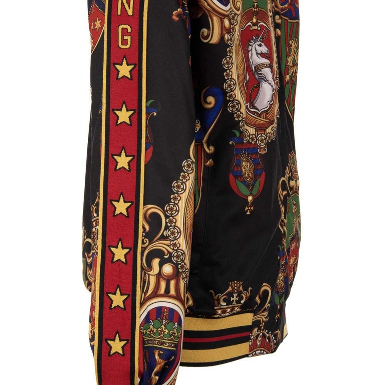 Dolce and Gabbana Heraldry Printed Track Jacket DG King Star Black Gold ...