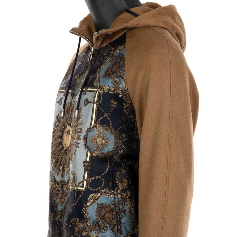 Dolce and Gabbana Hooded Cashmere and Silk Jacket with Royal Print ...