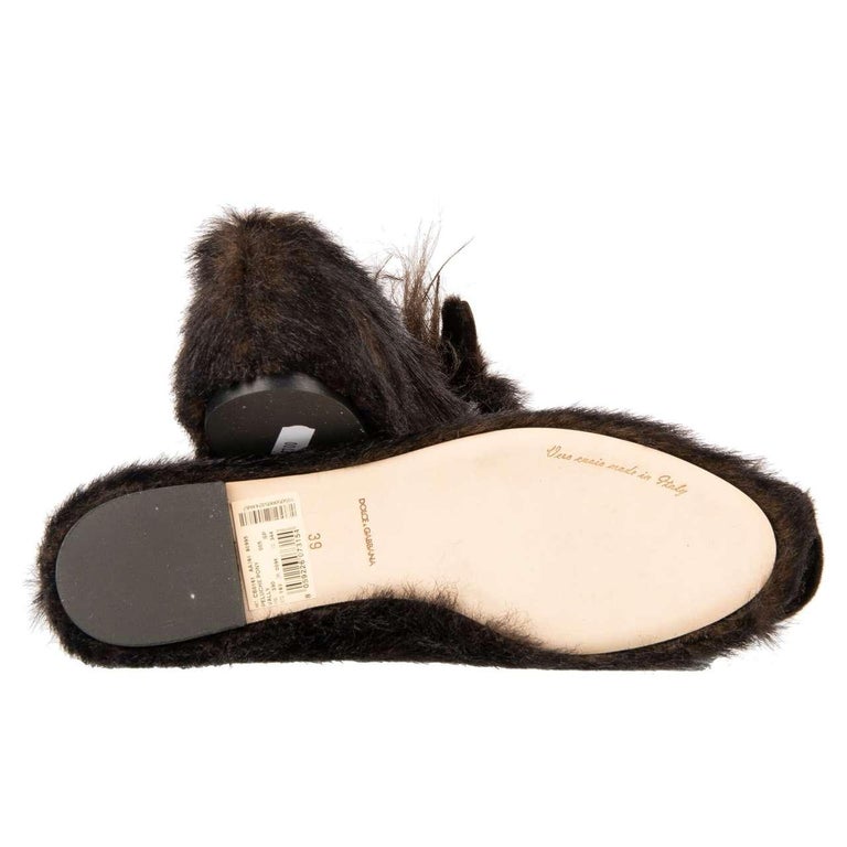 Dolce and Gabbana Horse Pony Toy Eco Faux Fur Ballet Flats VALLY Brown ...