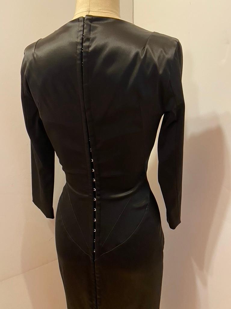 Dolce and Gabbana Iconic Signature Black Satin Form-Fitting "Hook and ...