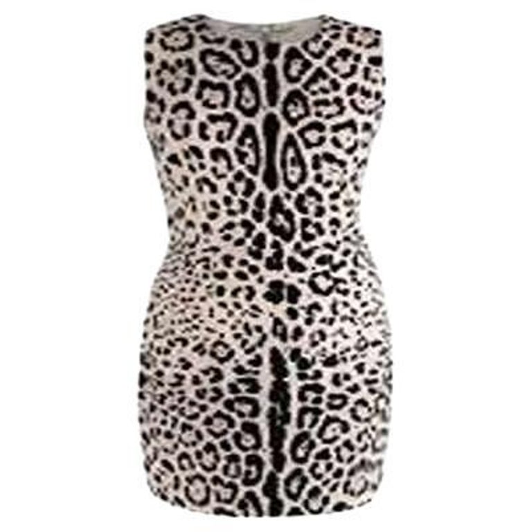 Dolce and Gabbana ivory leopard print silk charmeuse shift dress For ...