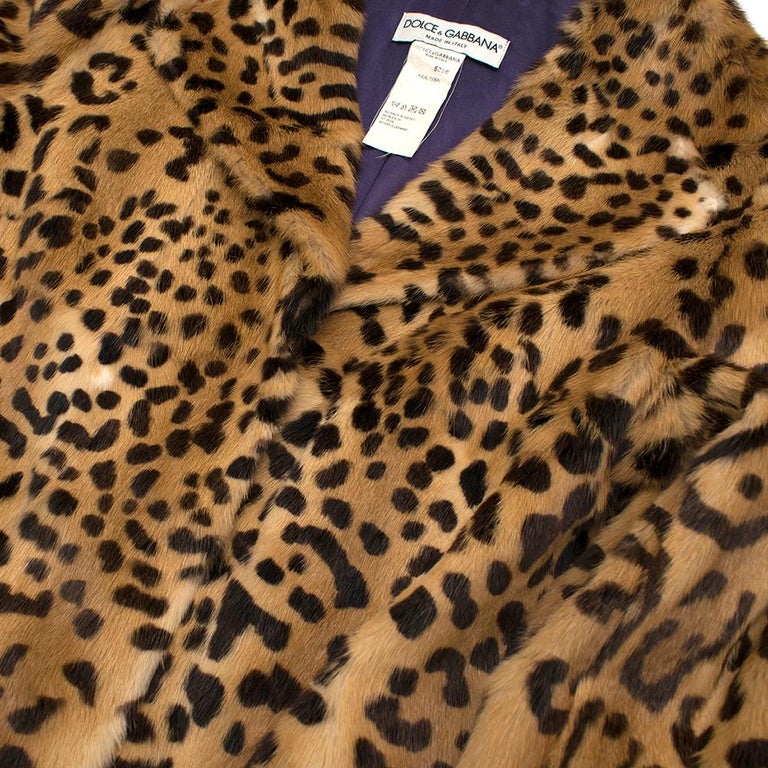 Dolce and Gabbana Kolinsky Fur Leopard Print Coat M 44 at 1stDibs