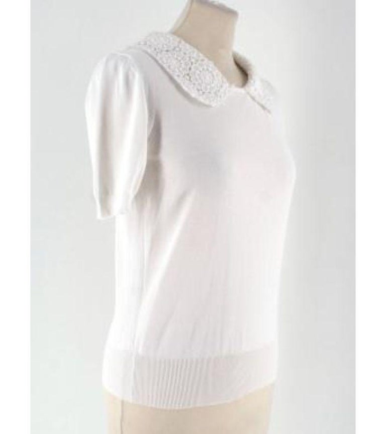 Dolce and Gabbana Lace Peter Pan Collar Knit Top For Sale at 1stDibs